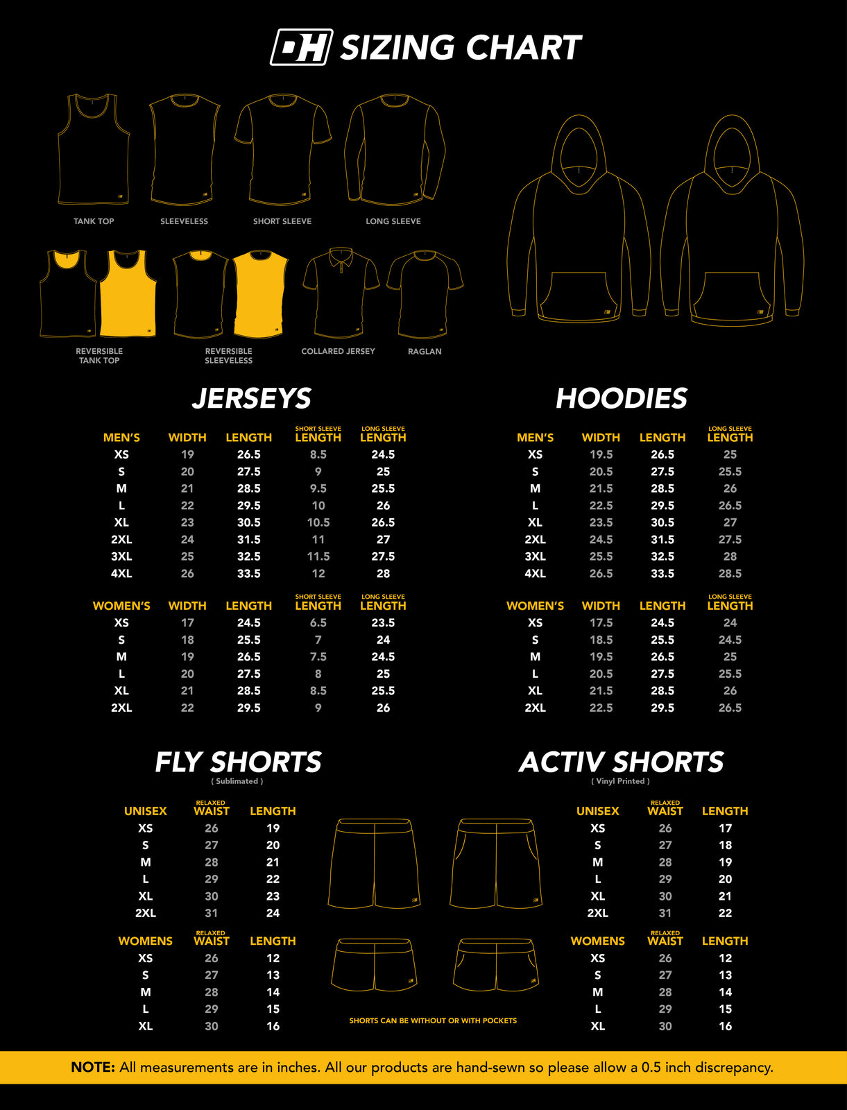 SIZE CHART – DH Ultimate